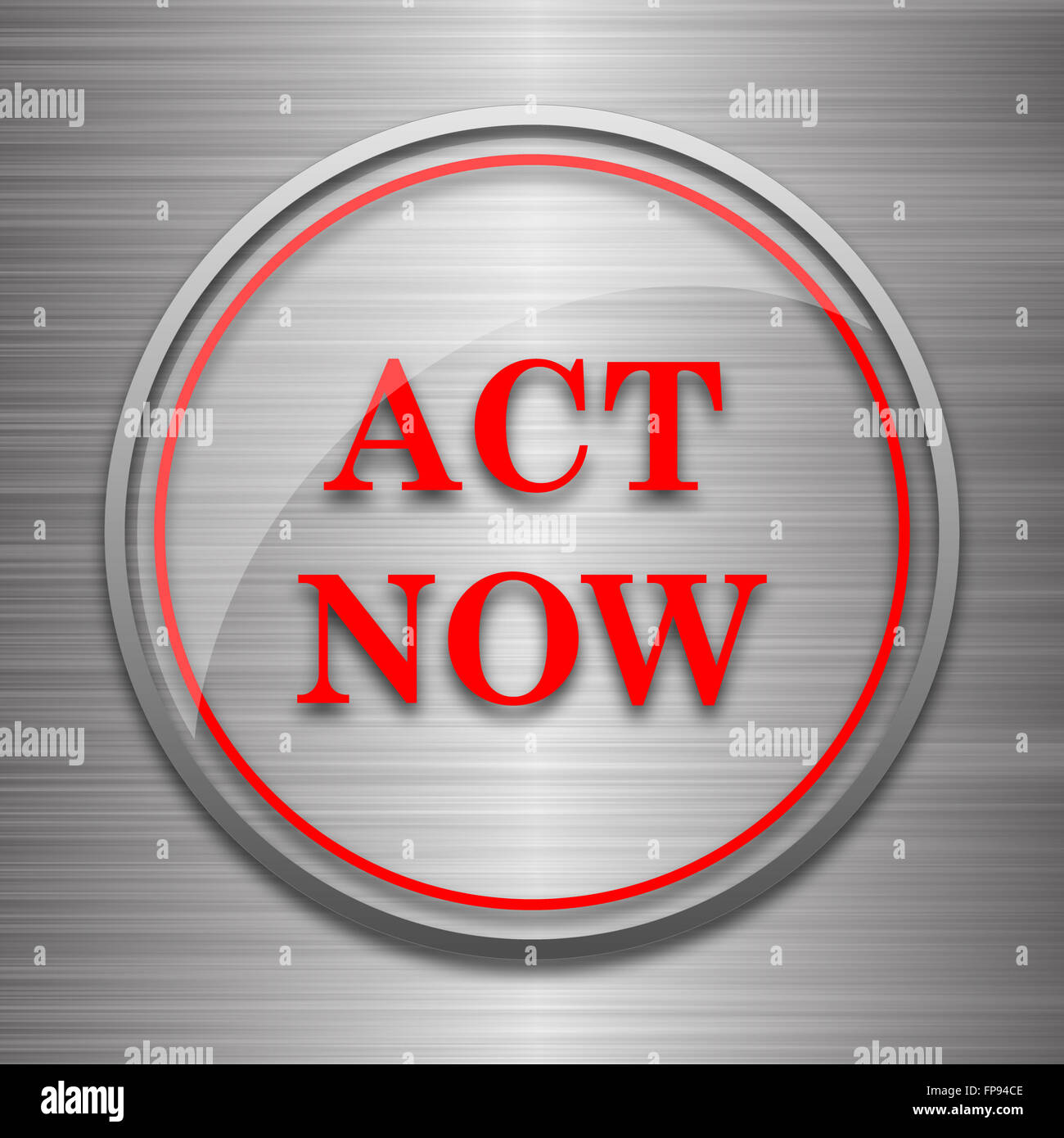 Act now icon. Internet button on metallic background Stock Photo - Alamy