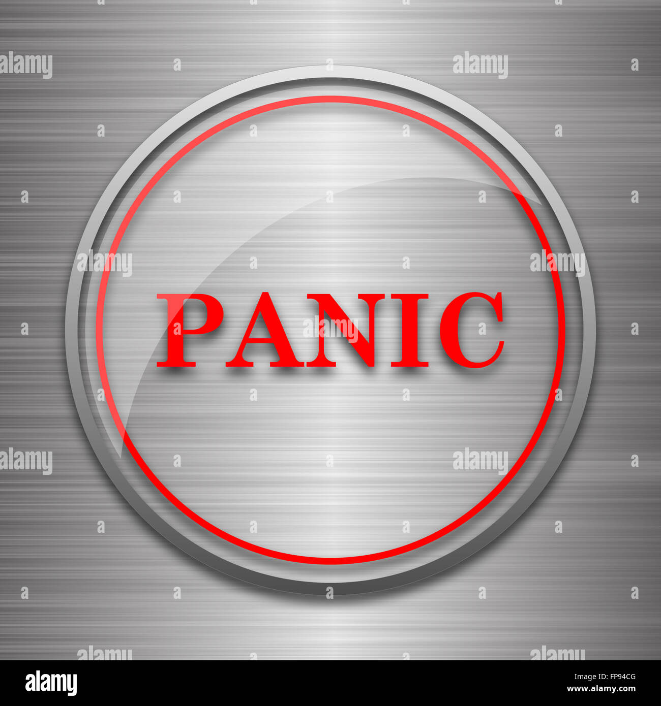 Panic icon. Internet button on metallic background Stock Photo - Alamy