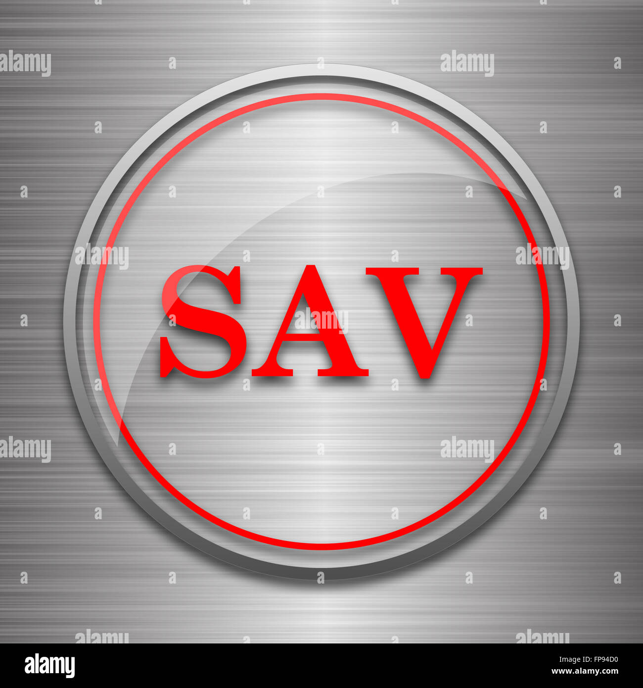 SAV icon. Internet button on metallic background Stock Photo - Alamy
