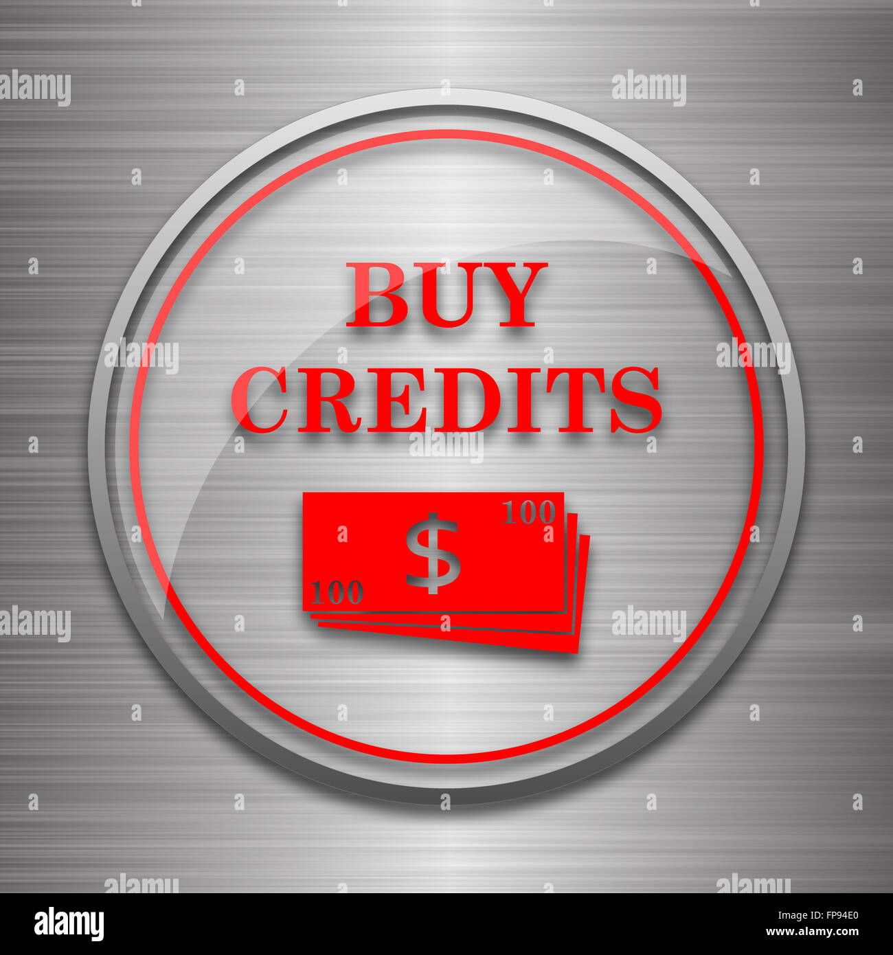 Buy credits icon. Internet button on metallic background Stock Photo ...