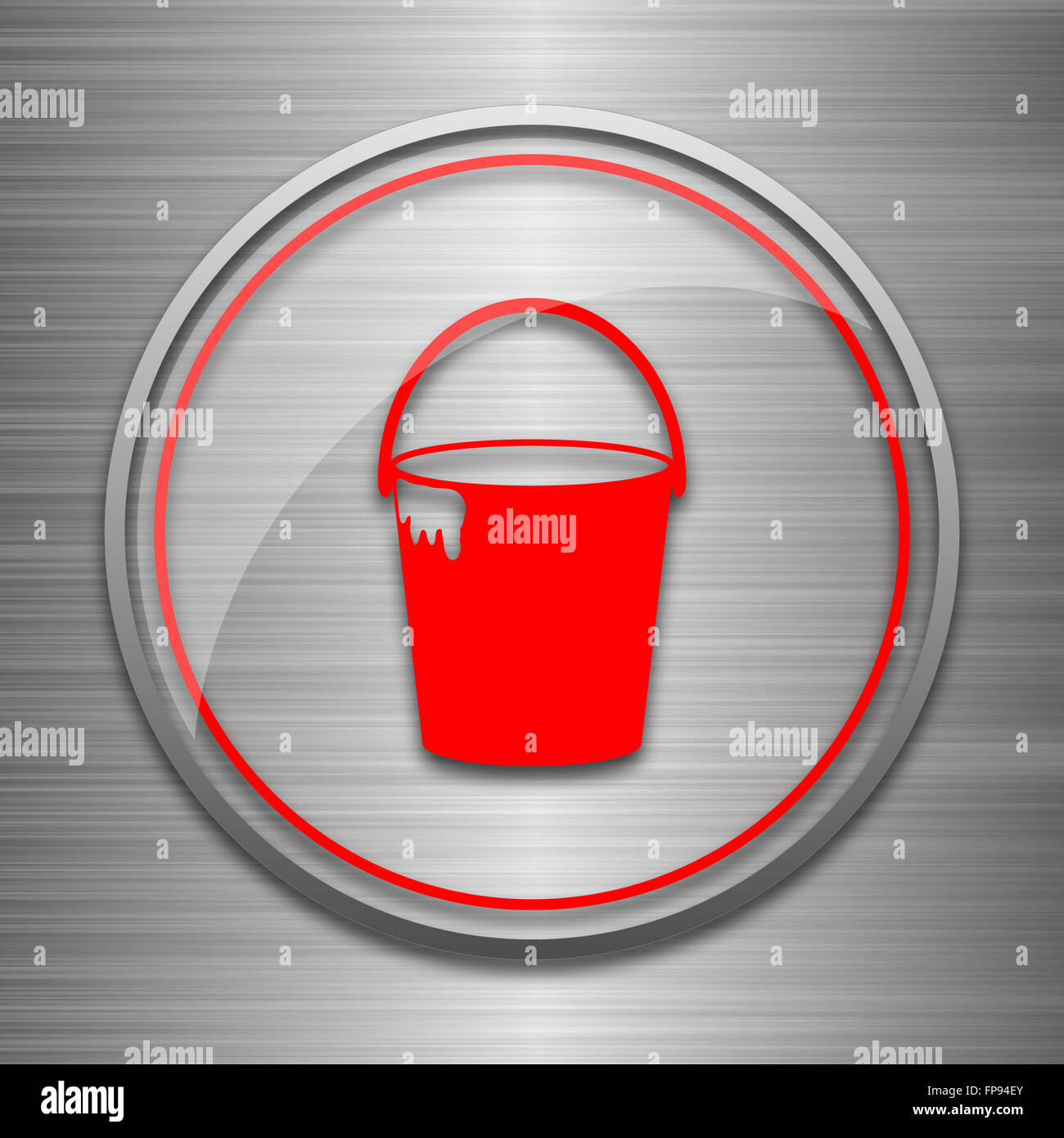 Bucket icon. Internet button on metallic background Stock Photo - Alamy