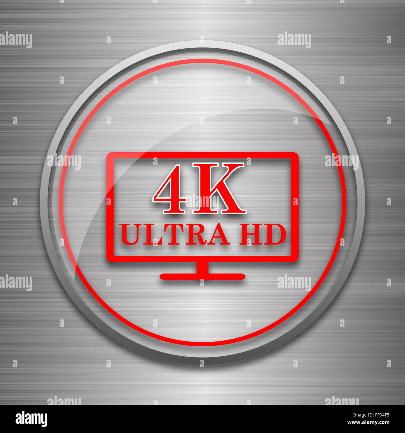 4K ultra HD icon. Internet button on metallic background Stock Photo ...