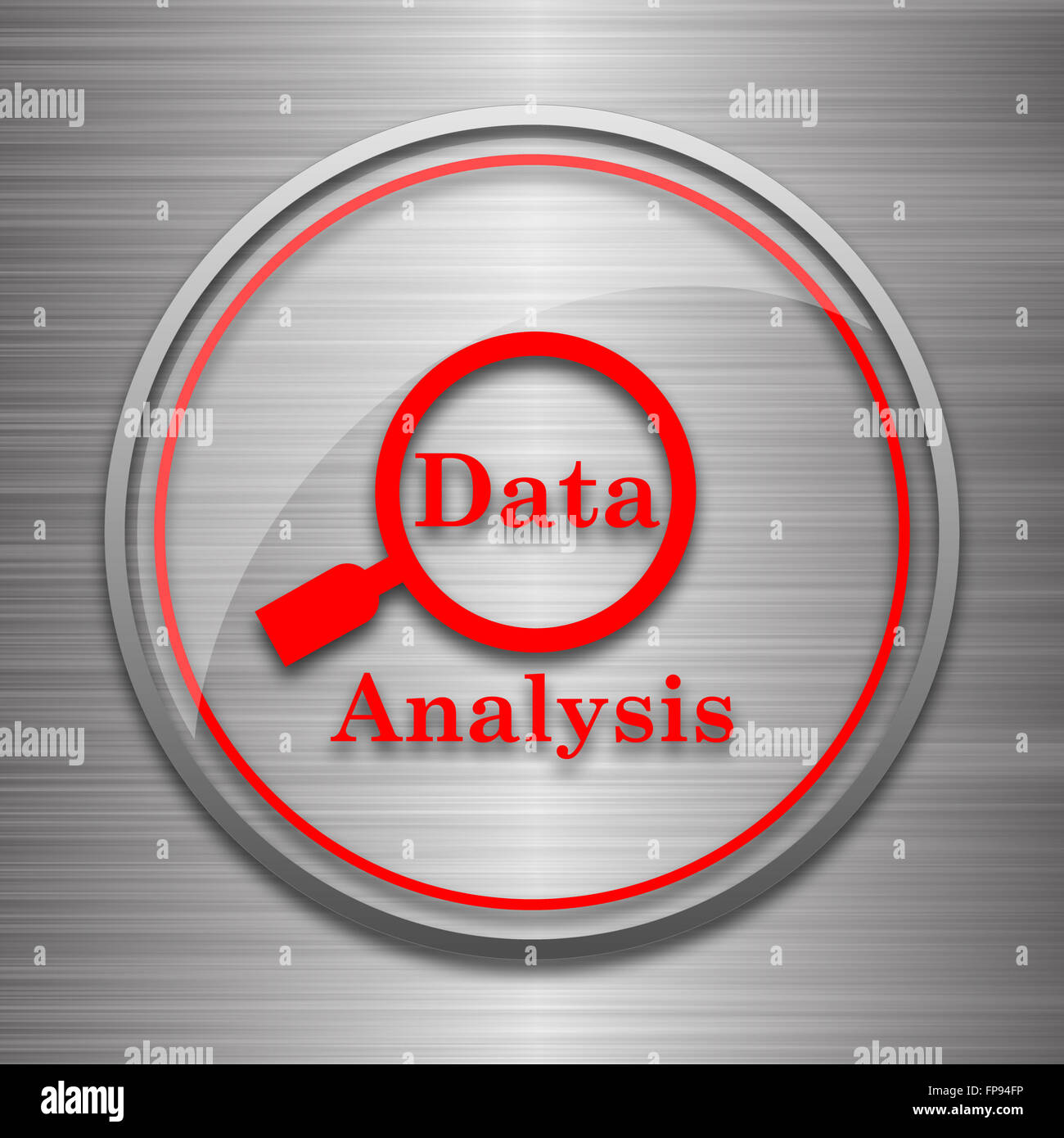 Data analysis icon. Internet button on metallic background Stock Photo ...
