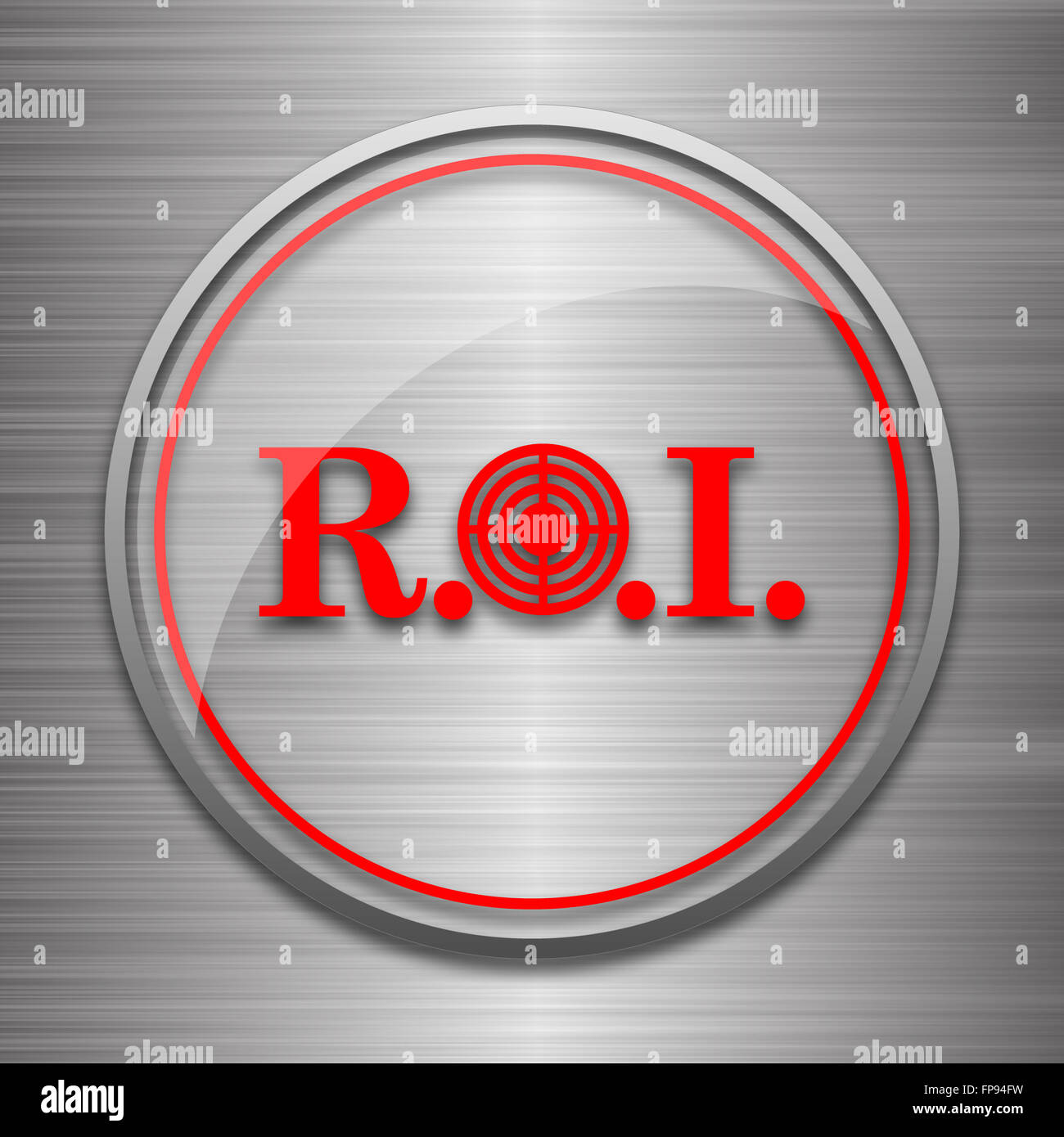 ROI icon. Internet button on metallic background Stock Photo - Alamy
