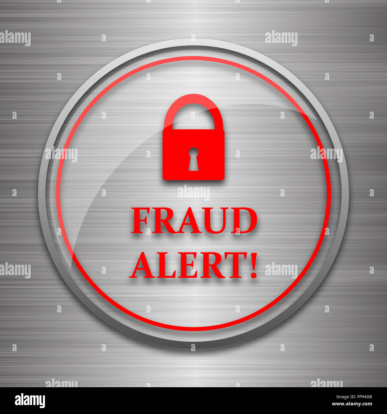 Fraud alert icon. Internet button on metallic background Stock Photo ...