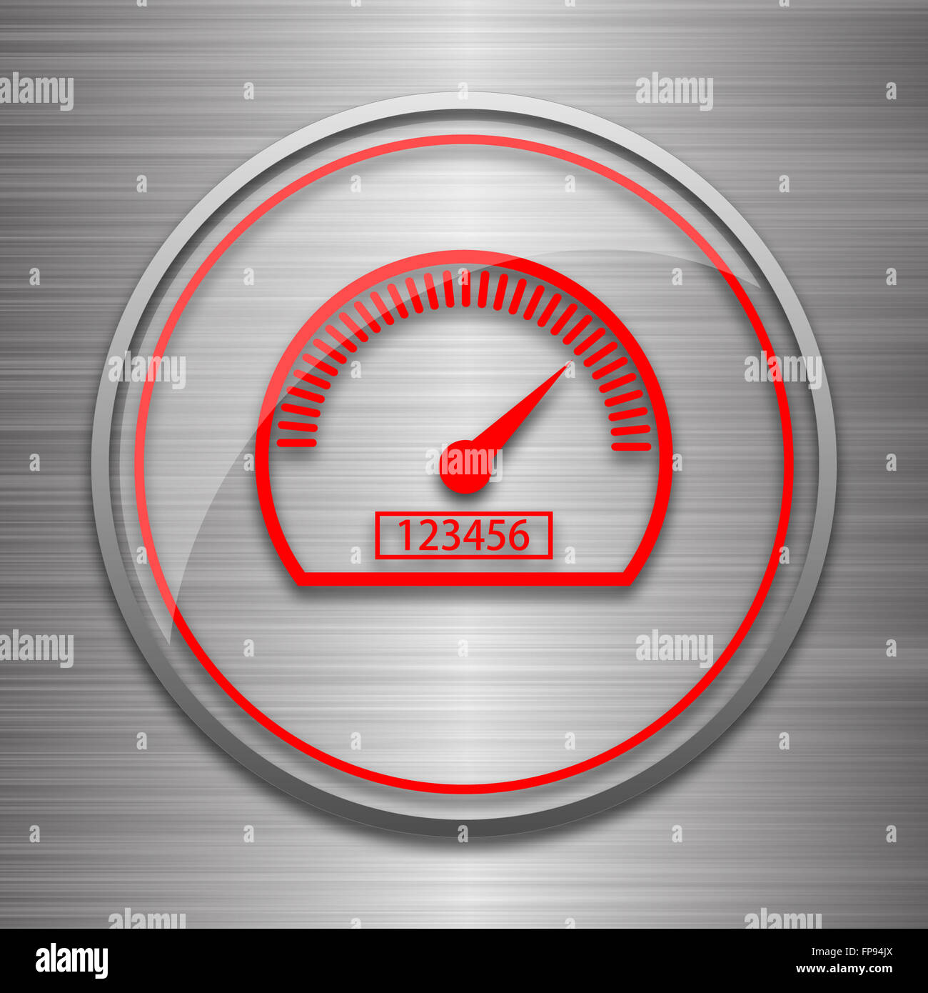 Speedometer icon. Internet button on metallic background Stock Photo ...