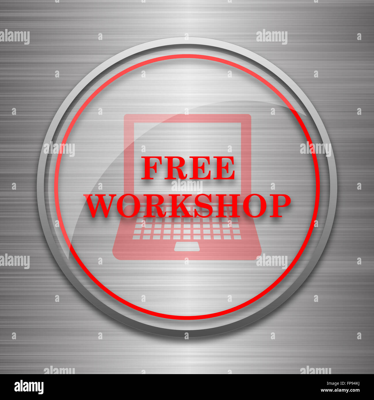 Free workshop icon. Internet button on metallic background Stock Photo ...
