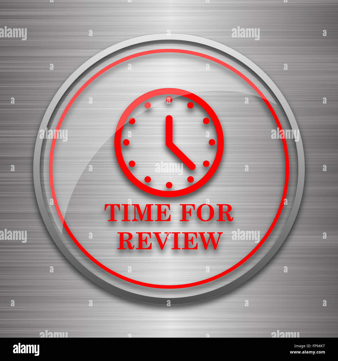 Time for review icon. Internet button on metallic background Stock ...