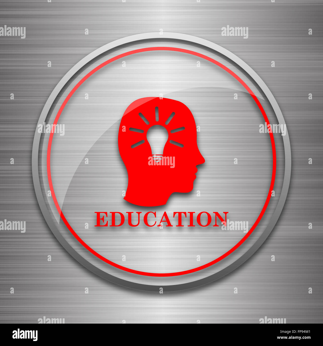 Education icon. Internet button on metallic background Stock Photo - Alamy