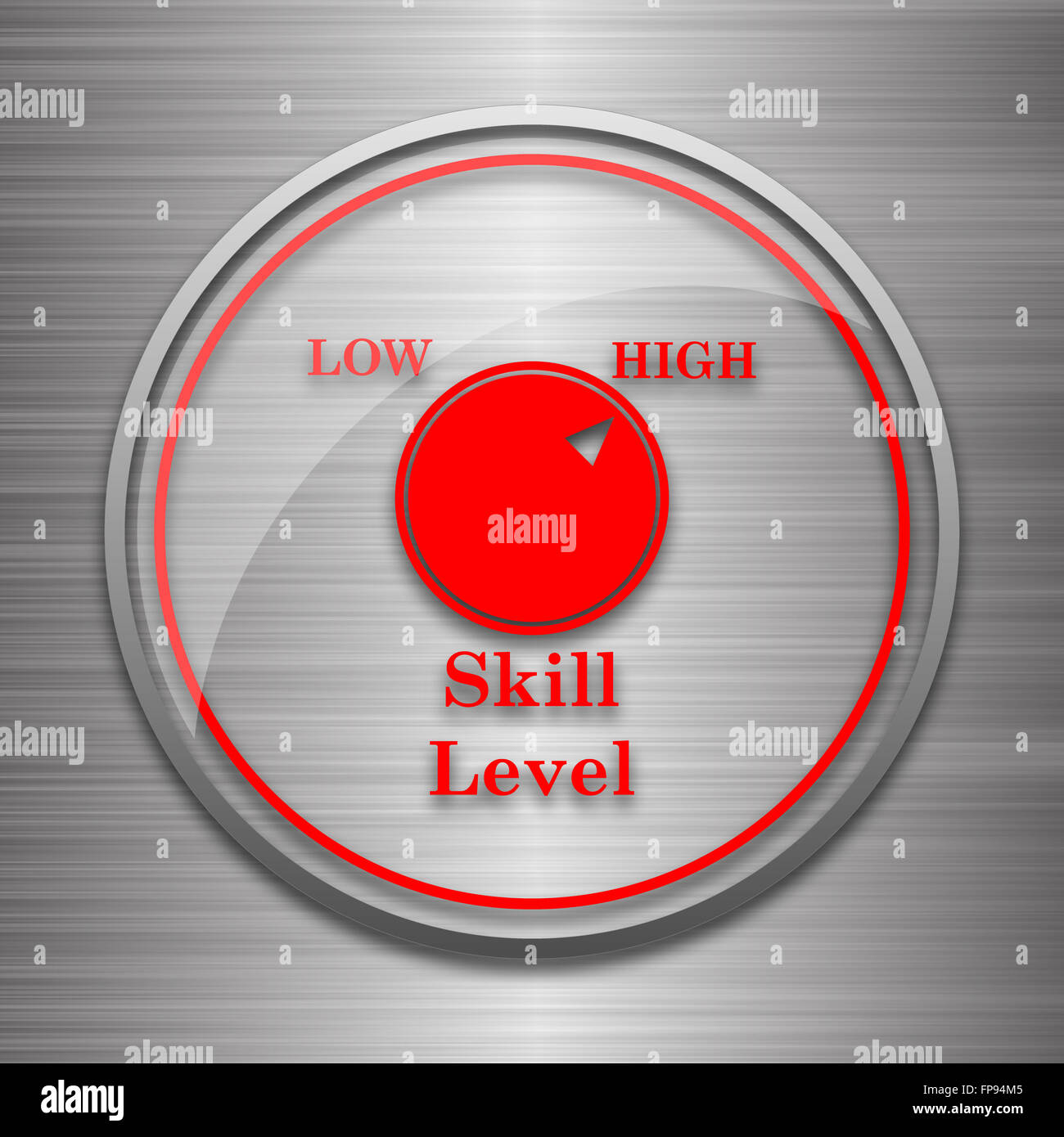 Skill level icon. Internet button on metallic background Stock Photo ...