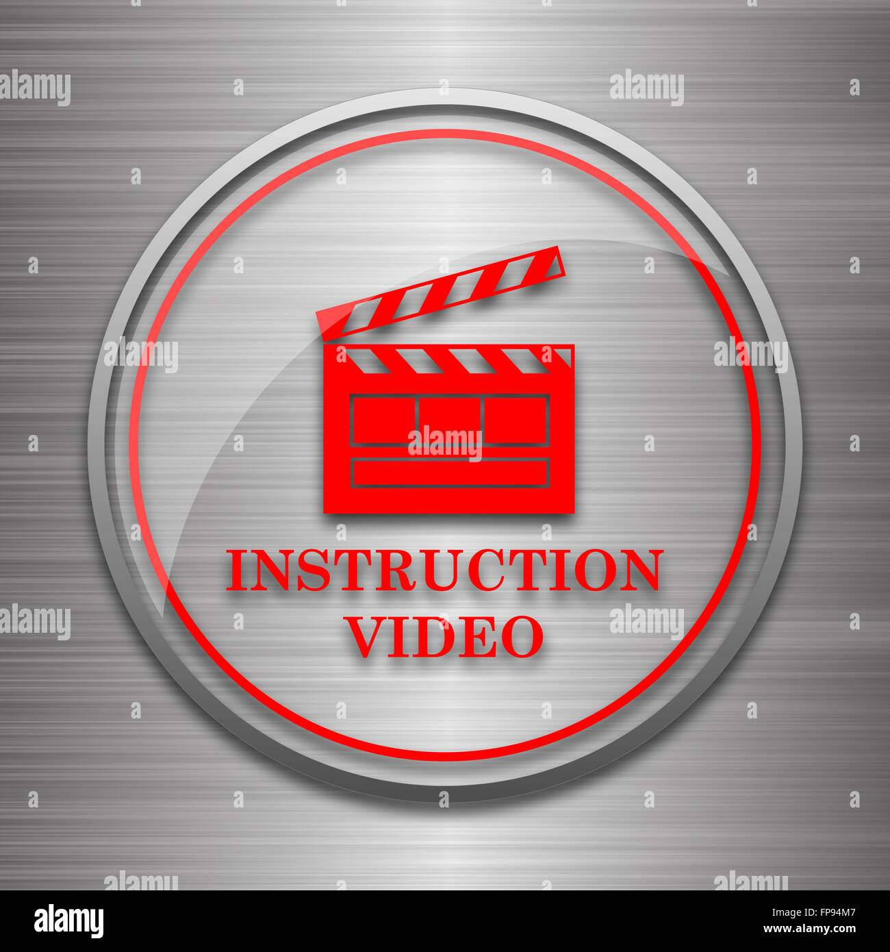 Instruction video icon. Internet button on metallic background Stock ...