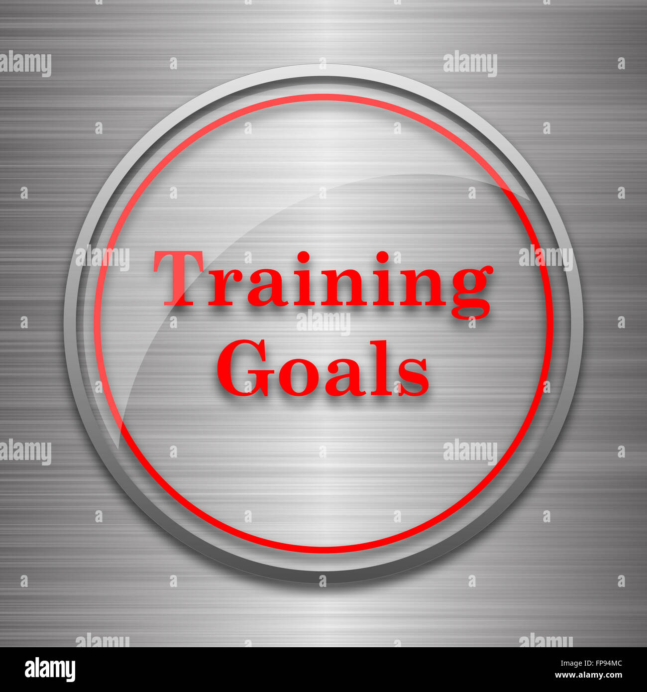 Training goals icon. Internet button on metallic background Stock Photo ...
