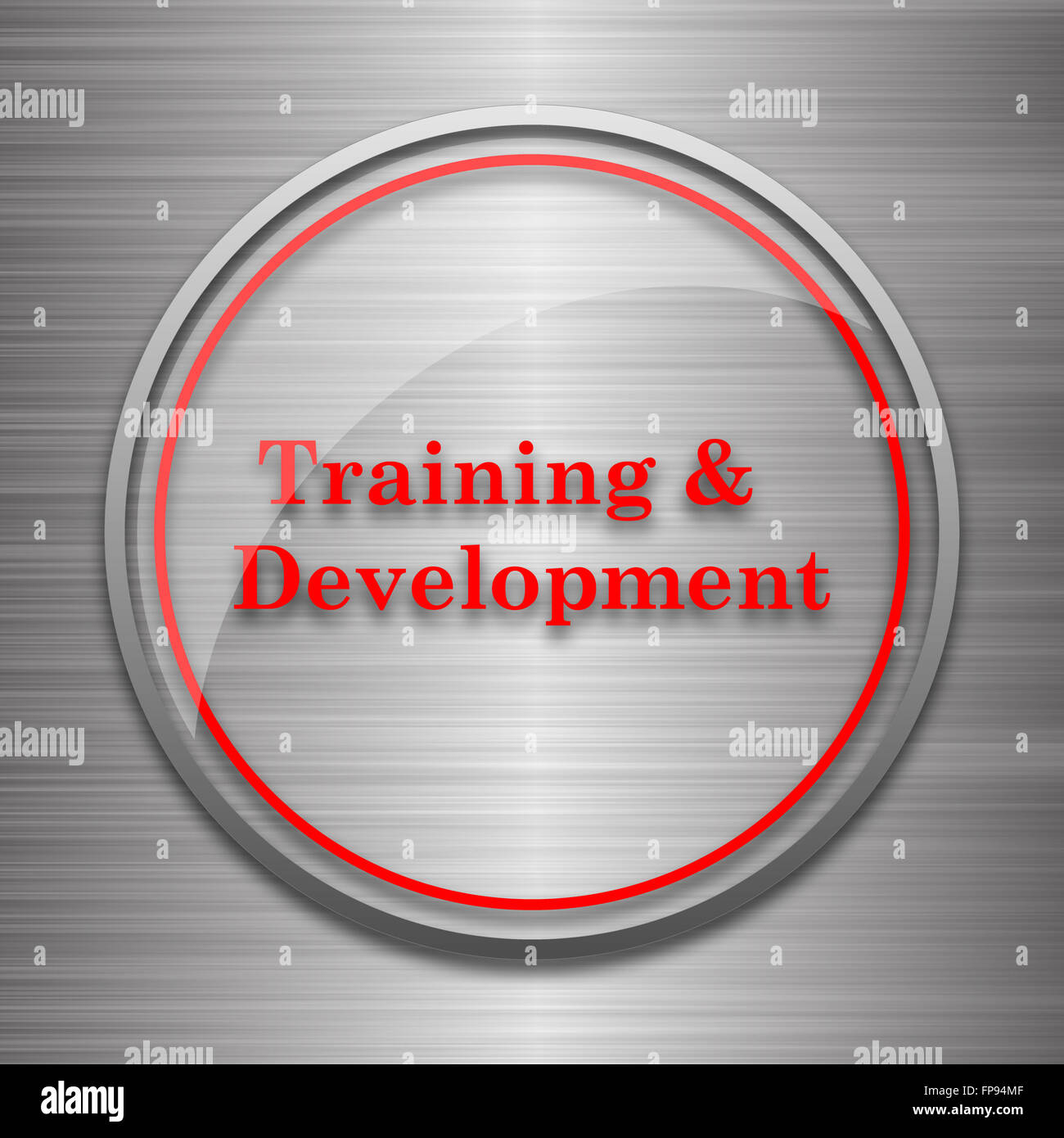 Training and development icon. Internet button on metallic background ...
