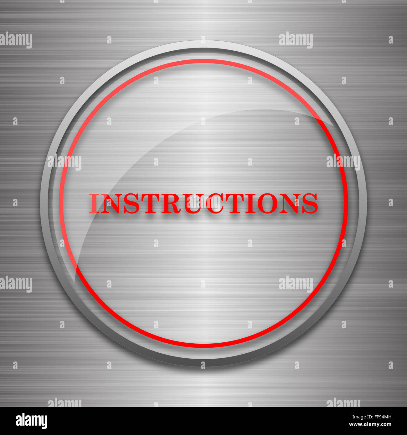 Instructions icon. Internet button on metallic background Stock Photo ...