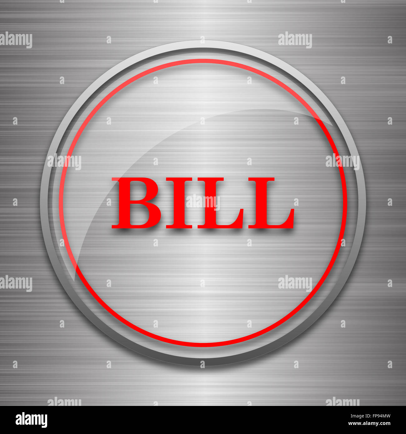 Bill icon. Internet button on metallic background Stock Photo - Alamy
