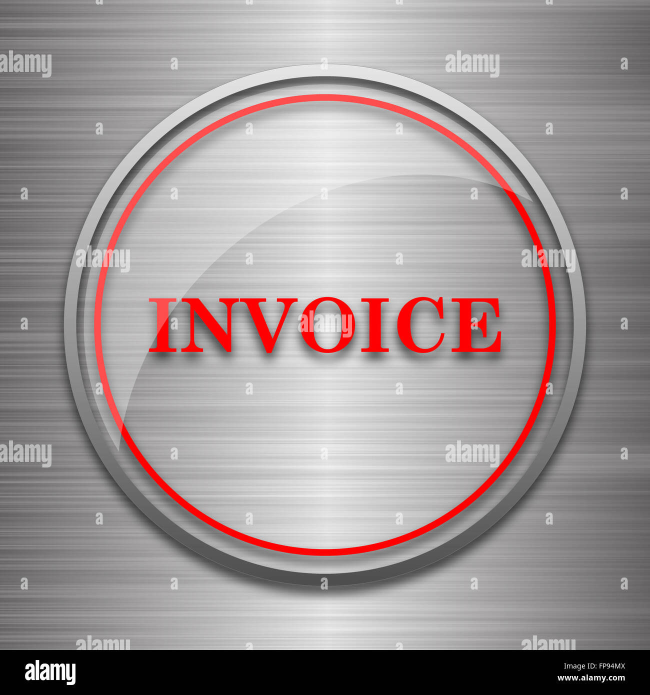 Invoice icon. Internet button on metallic background Stock Photo - Alamy