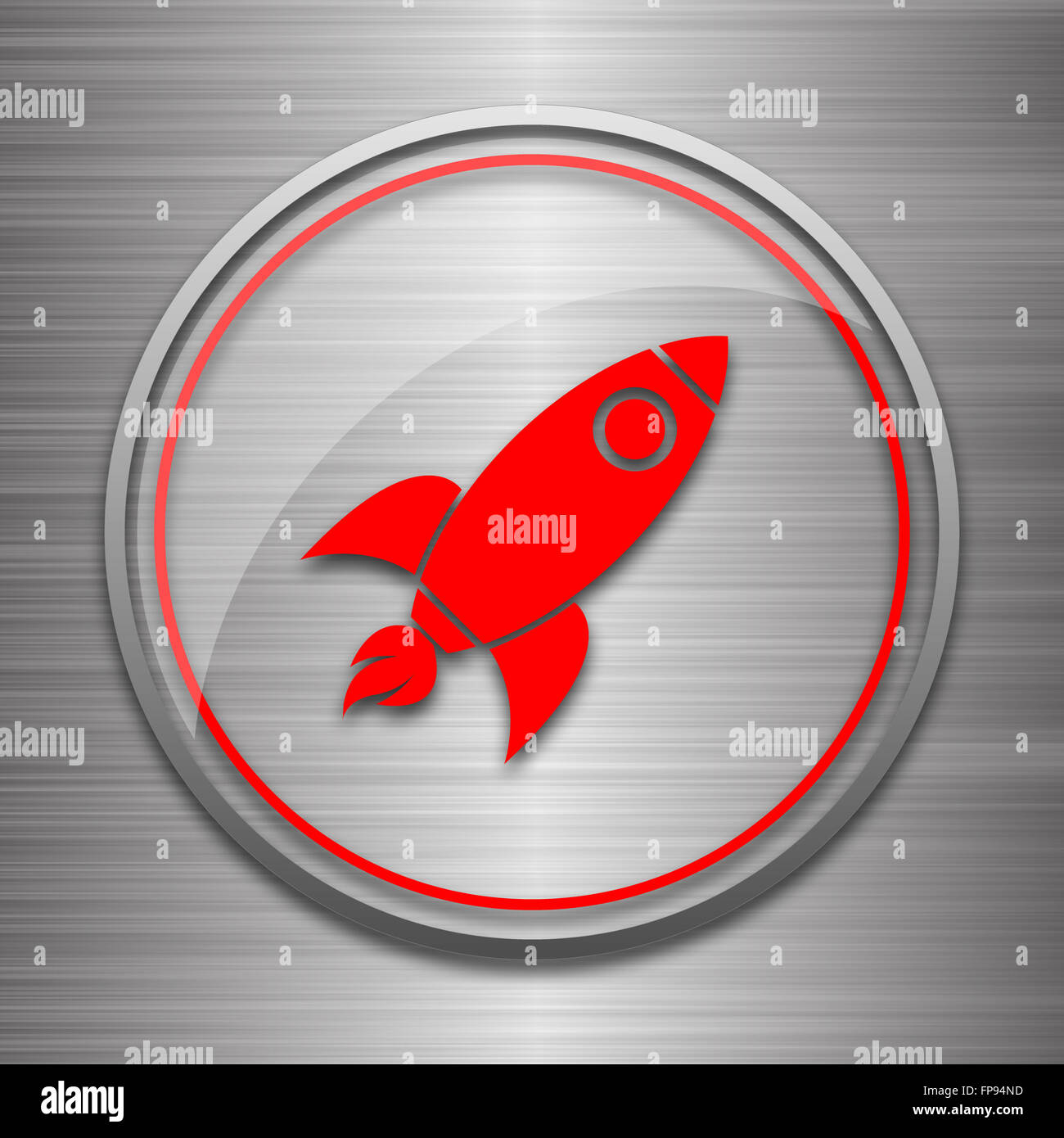 Rocket icon. Internet button on metallic background Stock Photo - Alamy