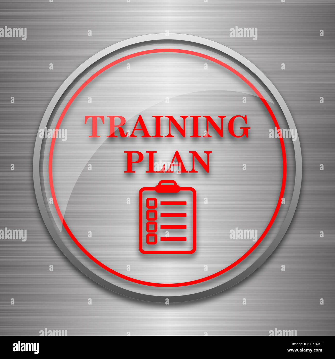 Training plan icon. Internet button on metallic background Stock Photo ...