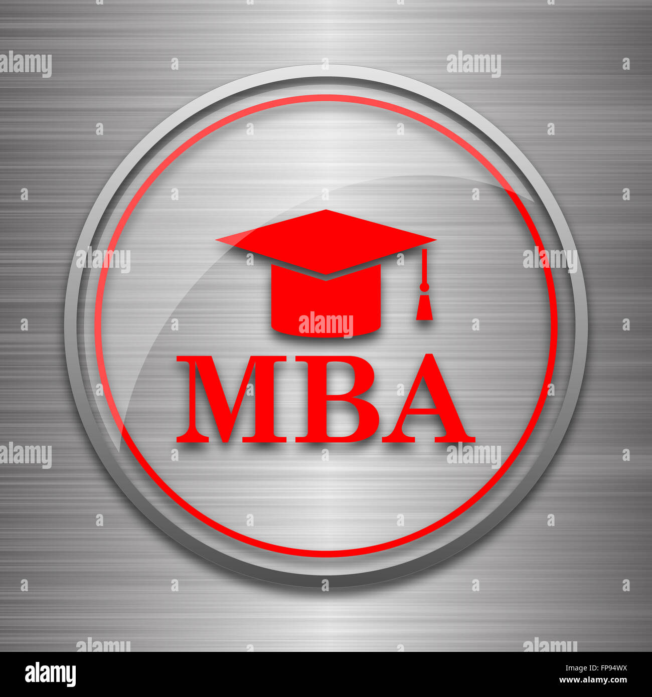 MBA icon. Internet button on metallic background Stock Photo - Alamy