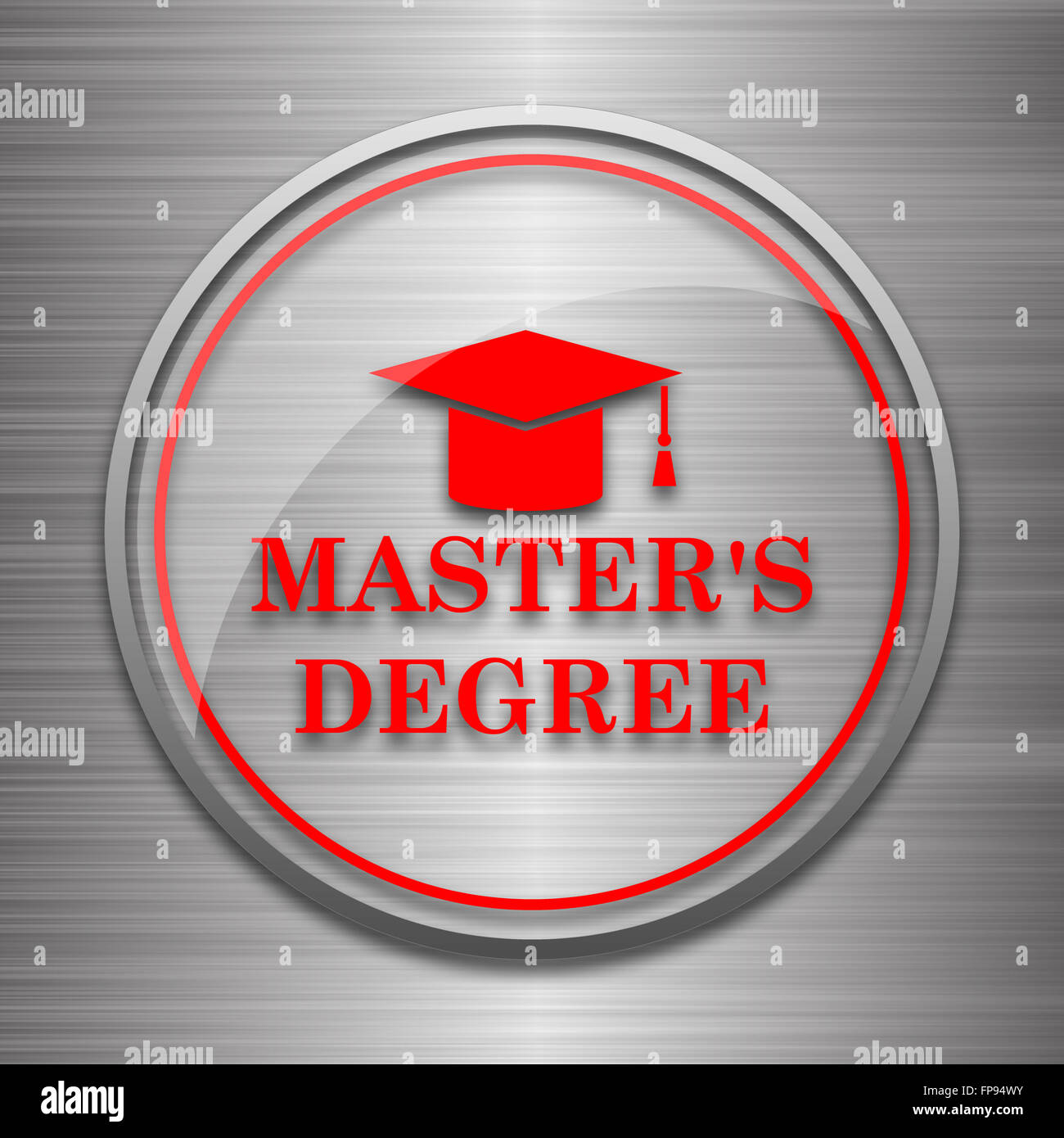 Master's degree icon. Internet button on metallic background Stock ...