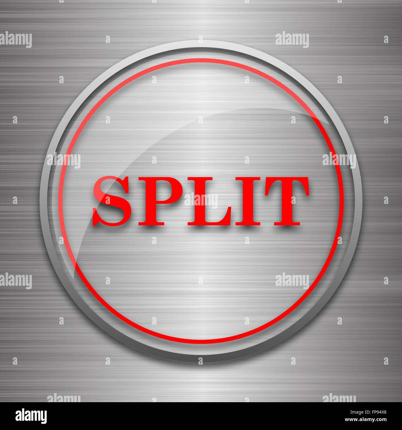 Split icon. Internet button on metallic background Stock Photo - Alamy