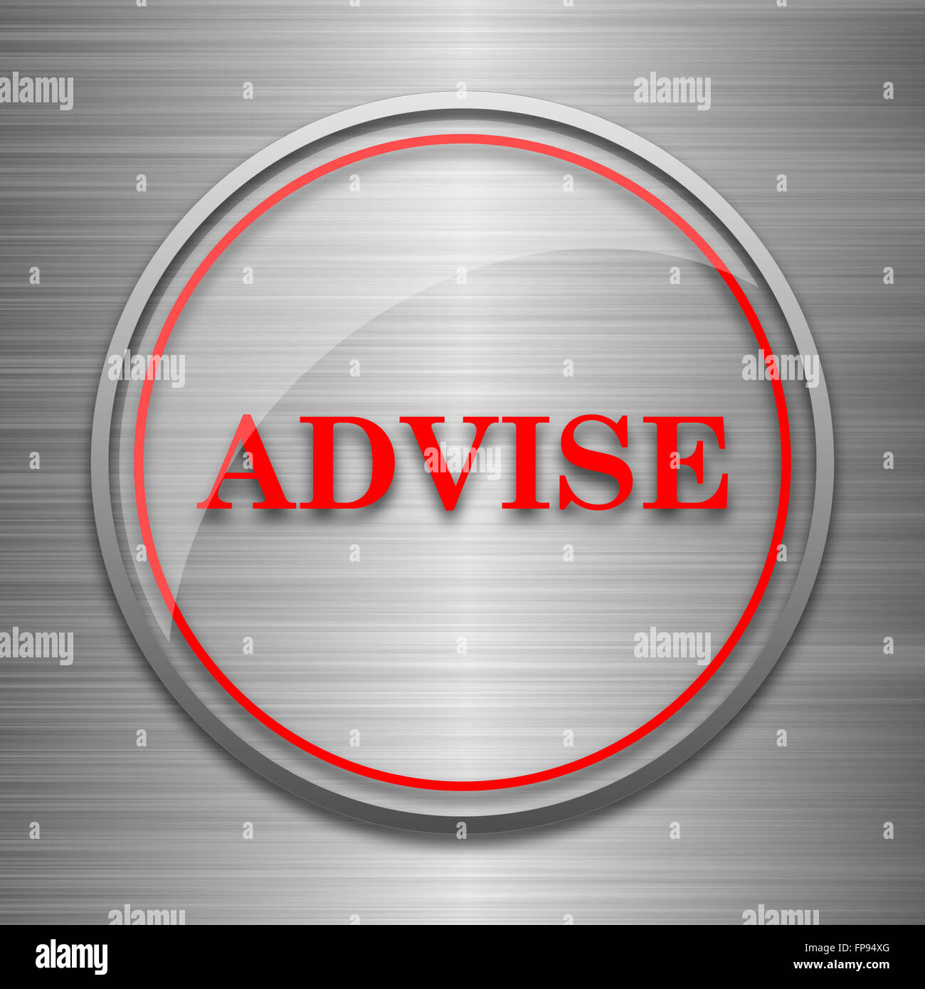 Advise icon. Internet button on metallic background Stock Photo - Alamy