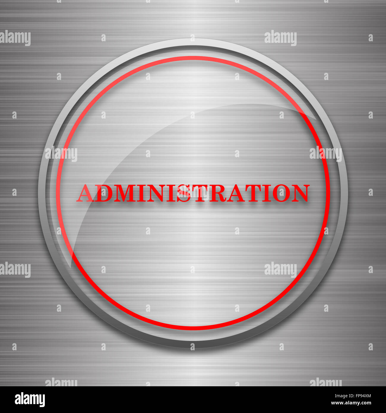 Administration icon. Internet button on metallic background Stock Photo ...