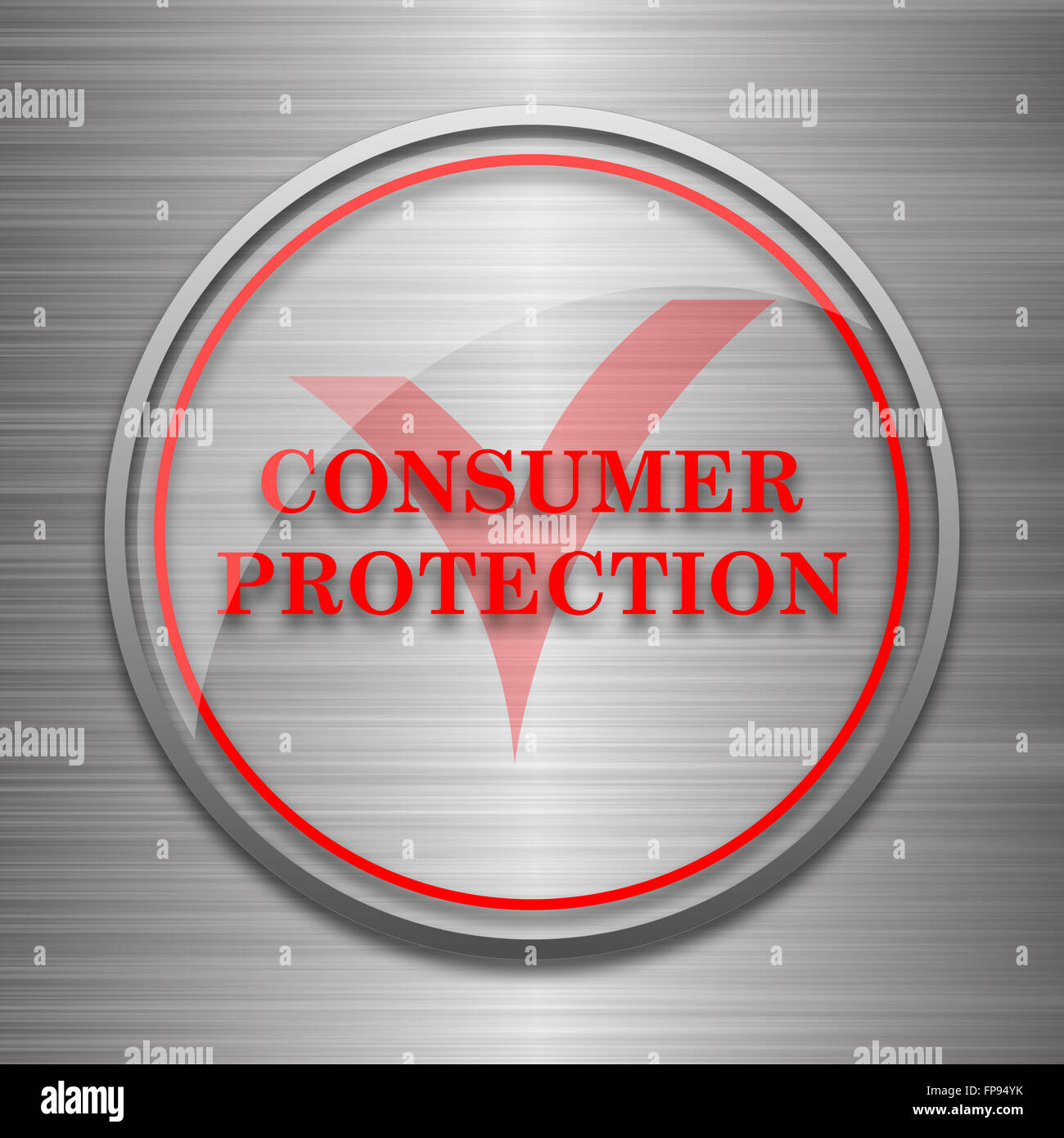 Consumer protection icon. Internet button on metallic background Stock ...