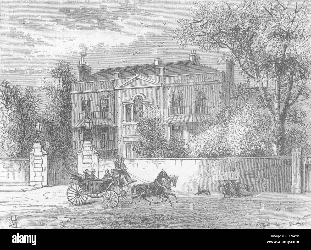 LONDON: Knightsbridge: Kingston House , antique print 1880 Stock Photo ...