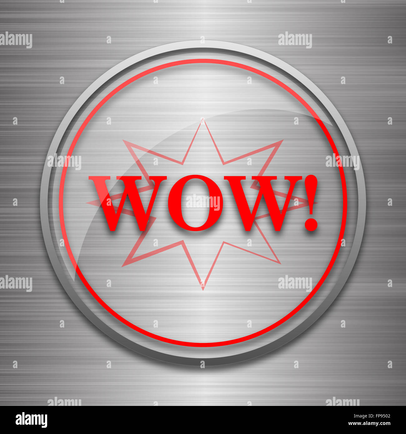 Wow icon. Internet button on metallic background Stock Photo - Alamy