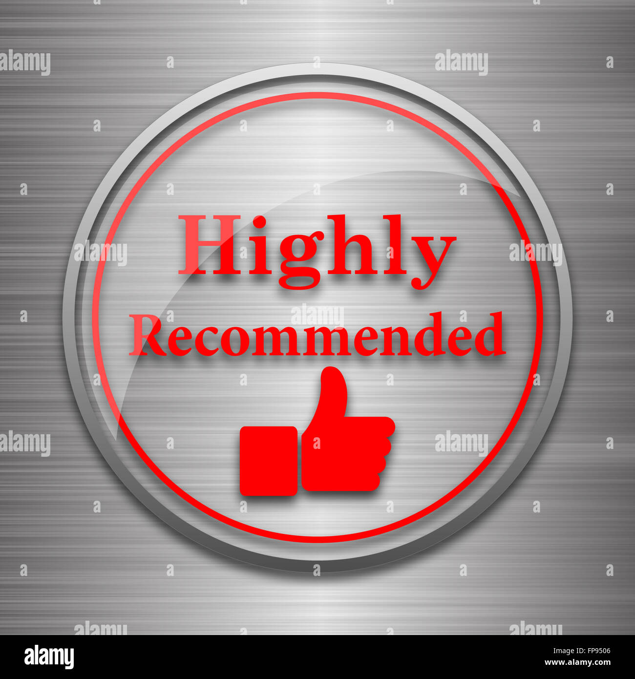 Highly recommended icon. Internet button on metallic background Stock ...