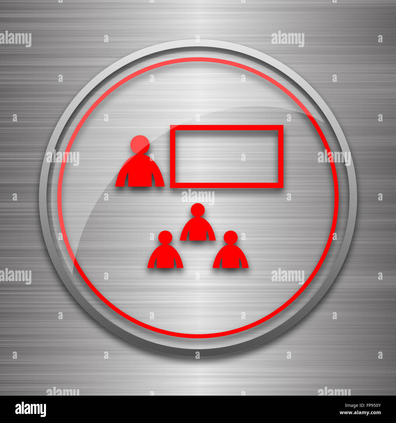 Presenting icon. Internet button on metallic background Stock Photo - Alamy