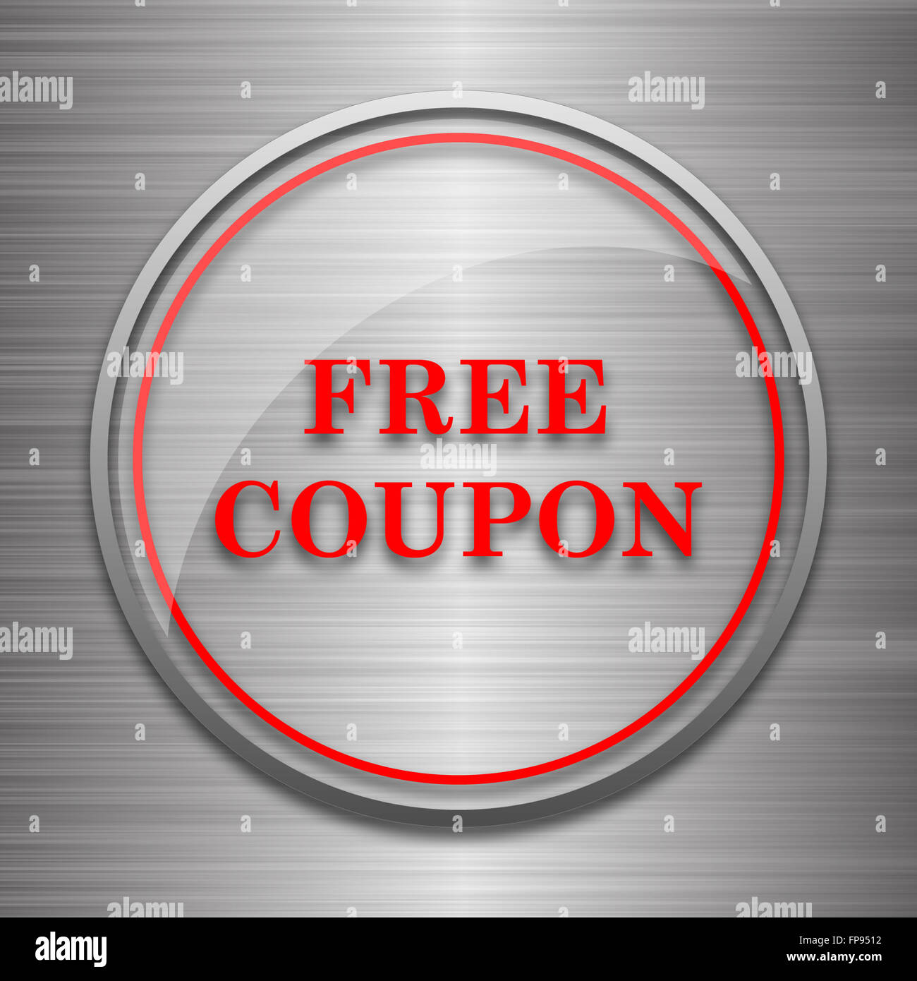 Free coupon icon. Internet button on metallic background Stock Photo ...