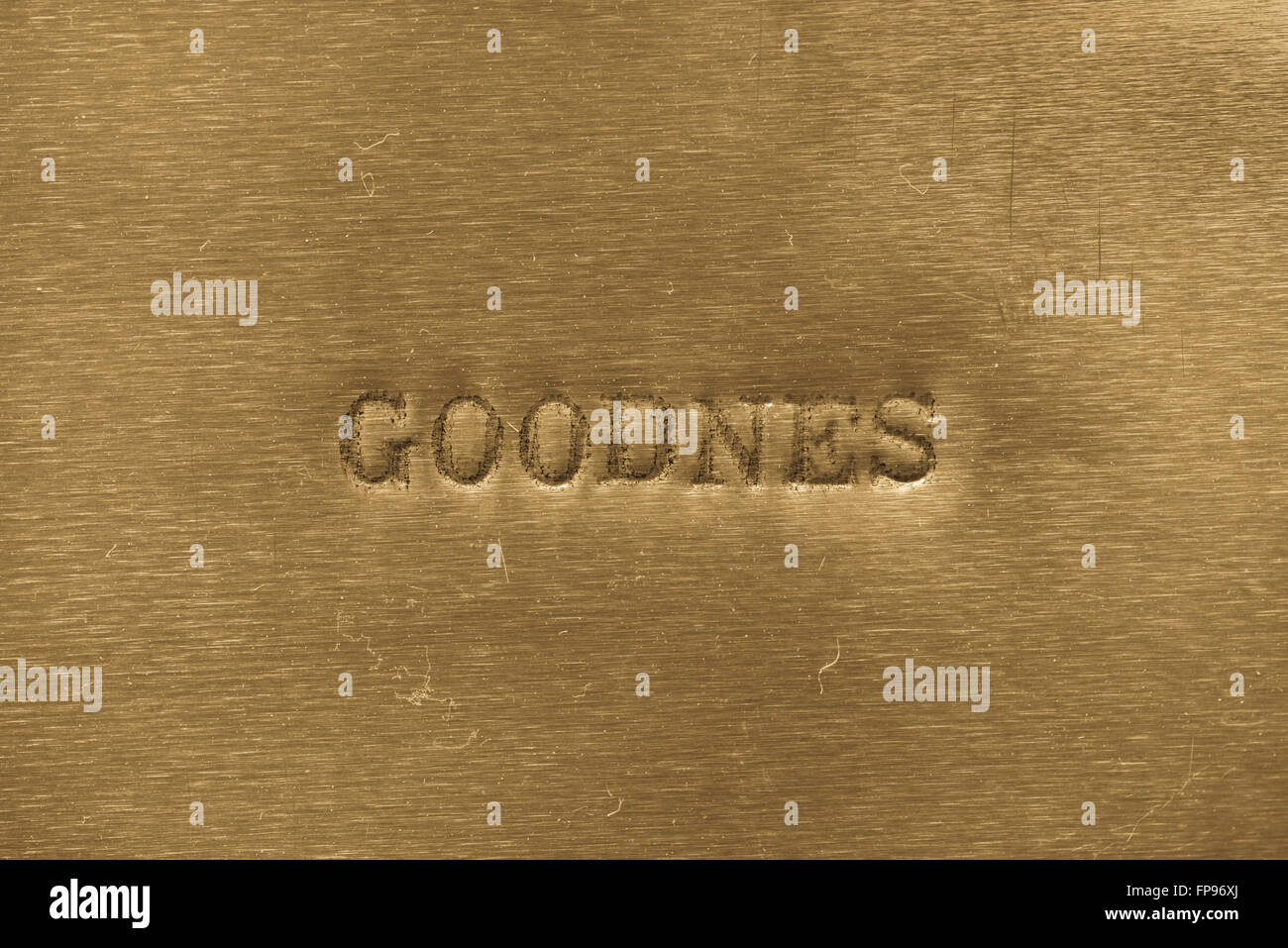 word goodness printed on golden metallic background Stock Photo - Alamy
