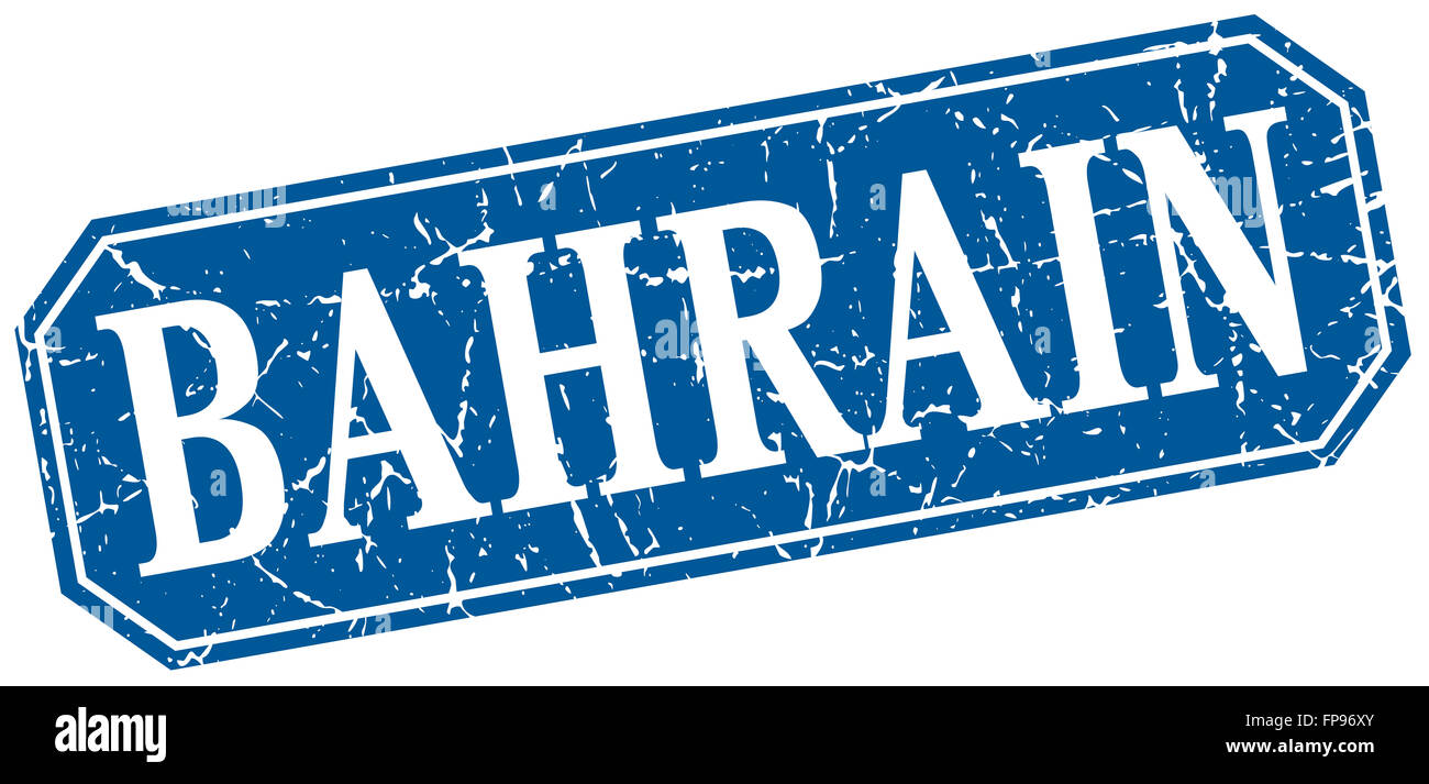 Bahrain blue square grunge retro style sign Stock Photo - Alamy