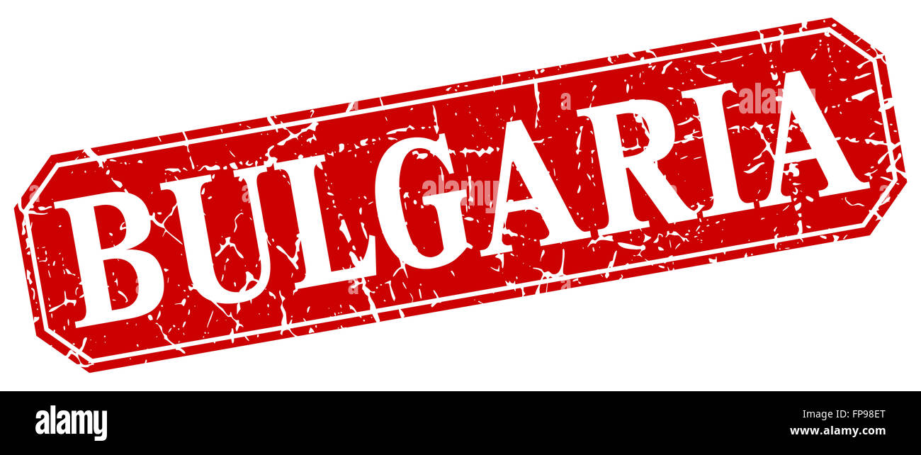 Bulgaria red square grunge retro style sign Stock Photo - Alamy