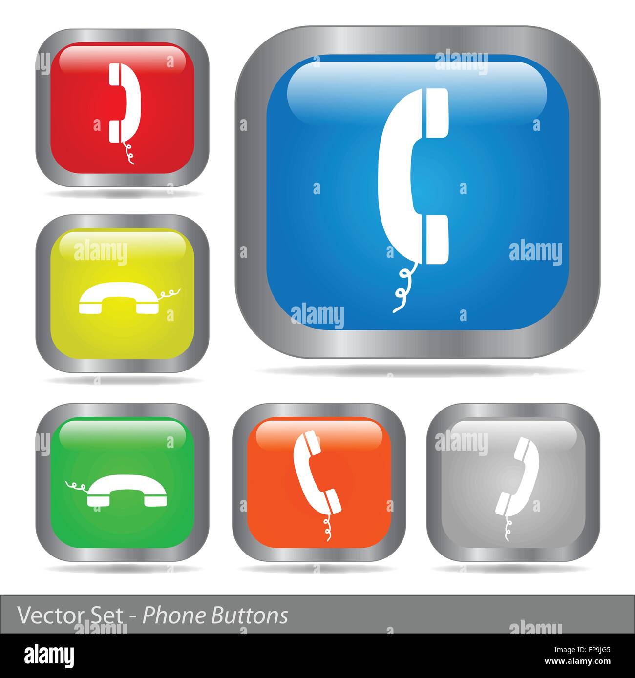 Image of various colorful phone buttons isolated on a white background ...