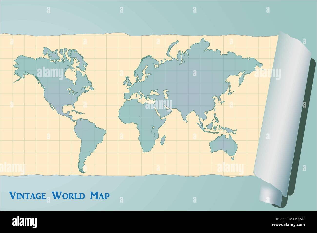Image of a colorful, blue vintage world map Stock Vector Image & Art ...