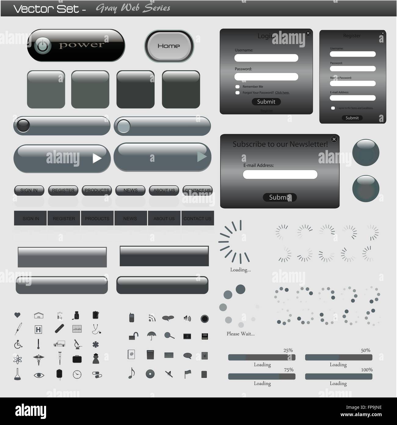 Image of a gray web template against a light background Stock Vector ...
