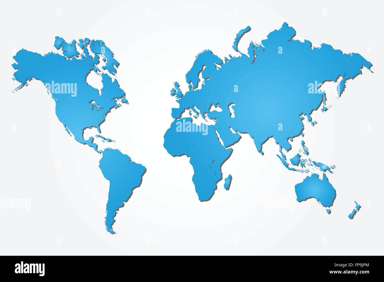Image of a colorful blue world map isolated on a white background Stock ...