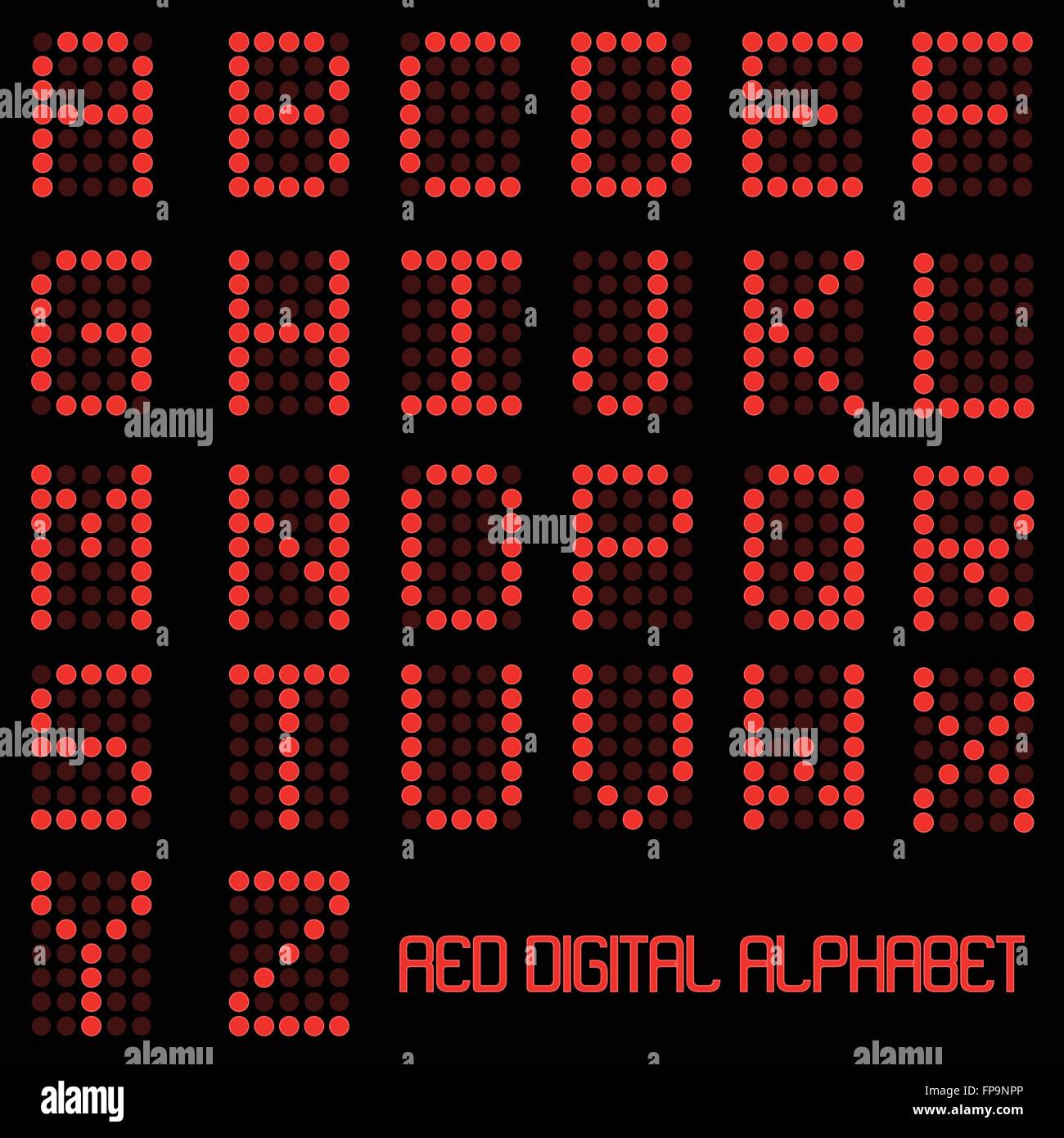 Image of the alphabet in a red digital font Stock Vector Image & Art ...
