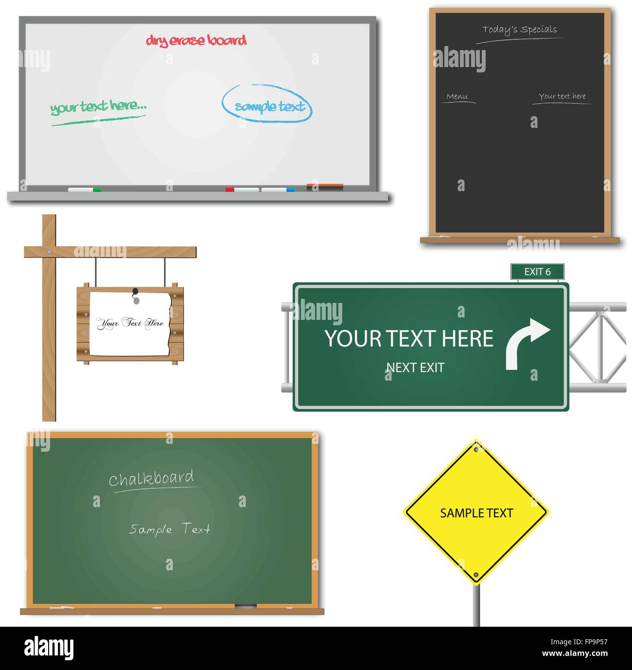 Image of various blank signs and boards with editable text Stock Vector ...