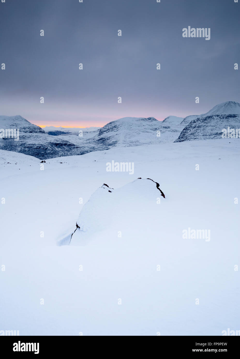 A hint of the imminent sunrise behind Beinn Eighe and Meall a ...