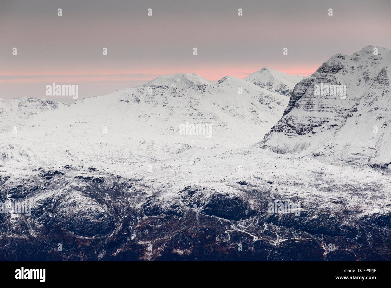 Slioch and the mountains of the Fisherfield Forest during predawn light ...