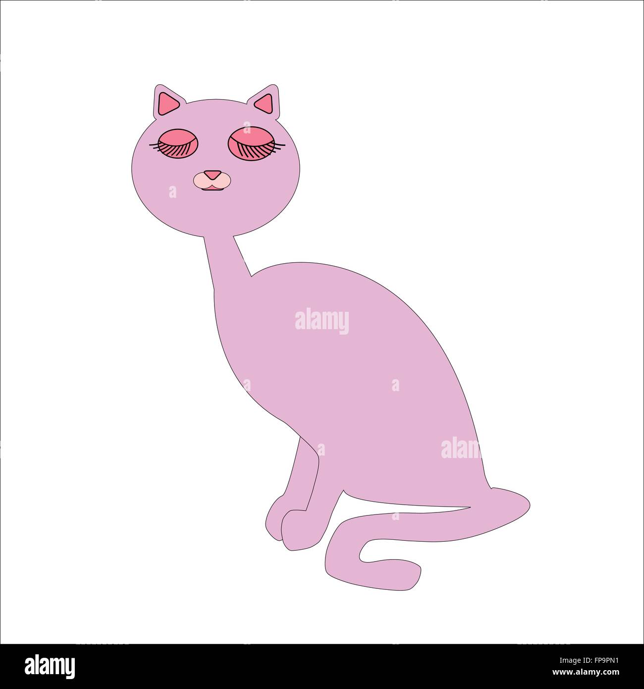 Illustration of a pink cat isolated on a white background Stock Vector ...