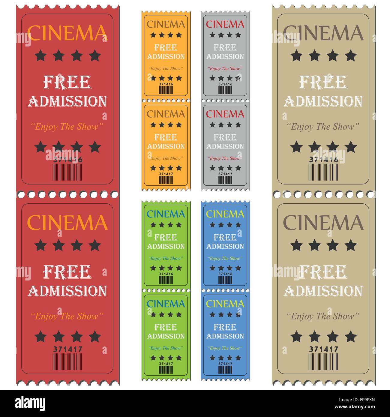 Image of various colorful cinema tickets isolated on a white background ...