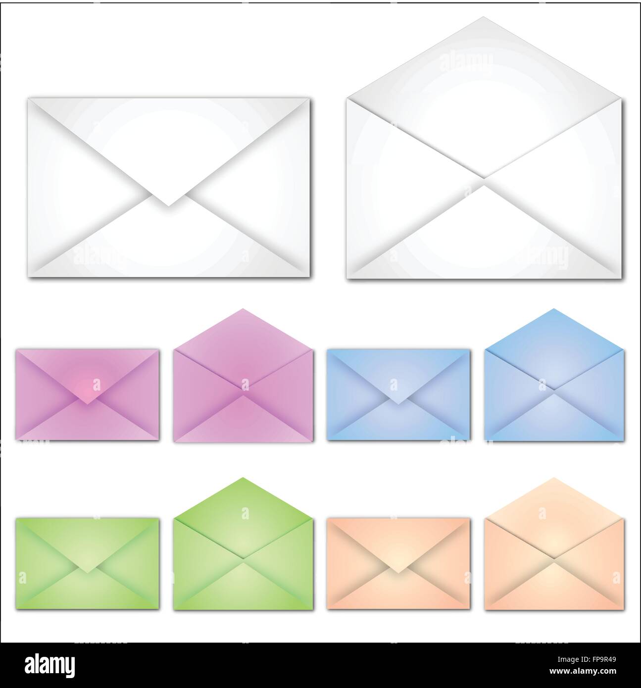 Image of various colorful envelopes isolated on a white background ...