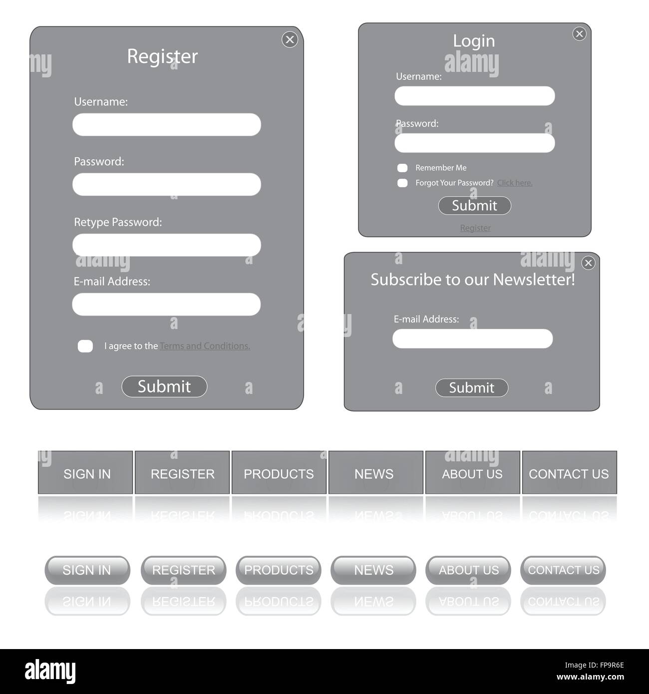 Gray Vector Web Template Stock Vector Image & Art - Alamy