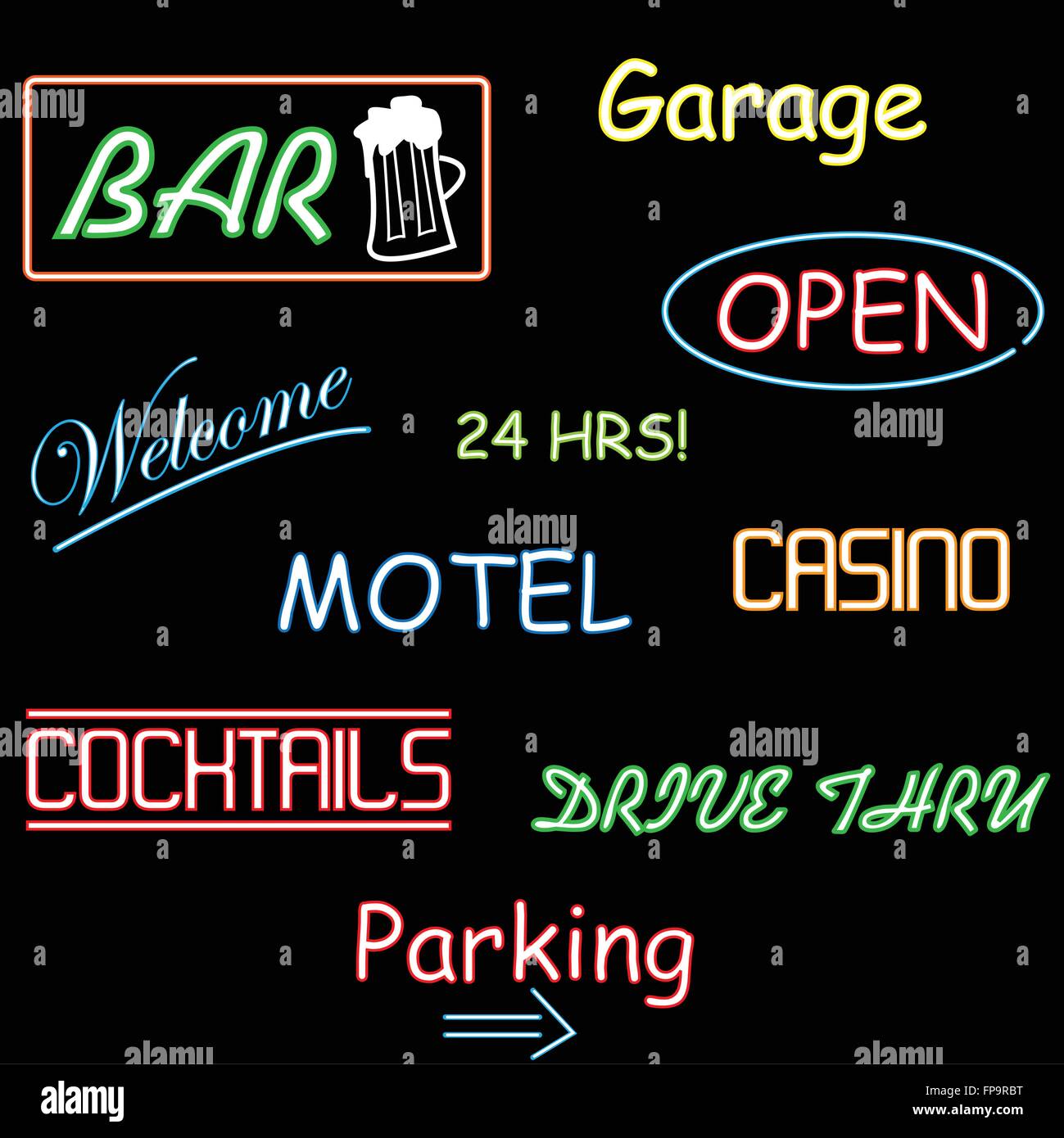 Neon on drive sign Stock Vector Images - Alamy