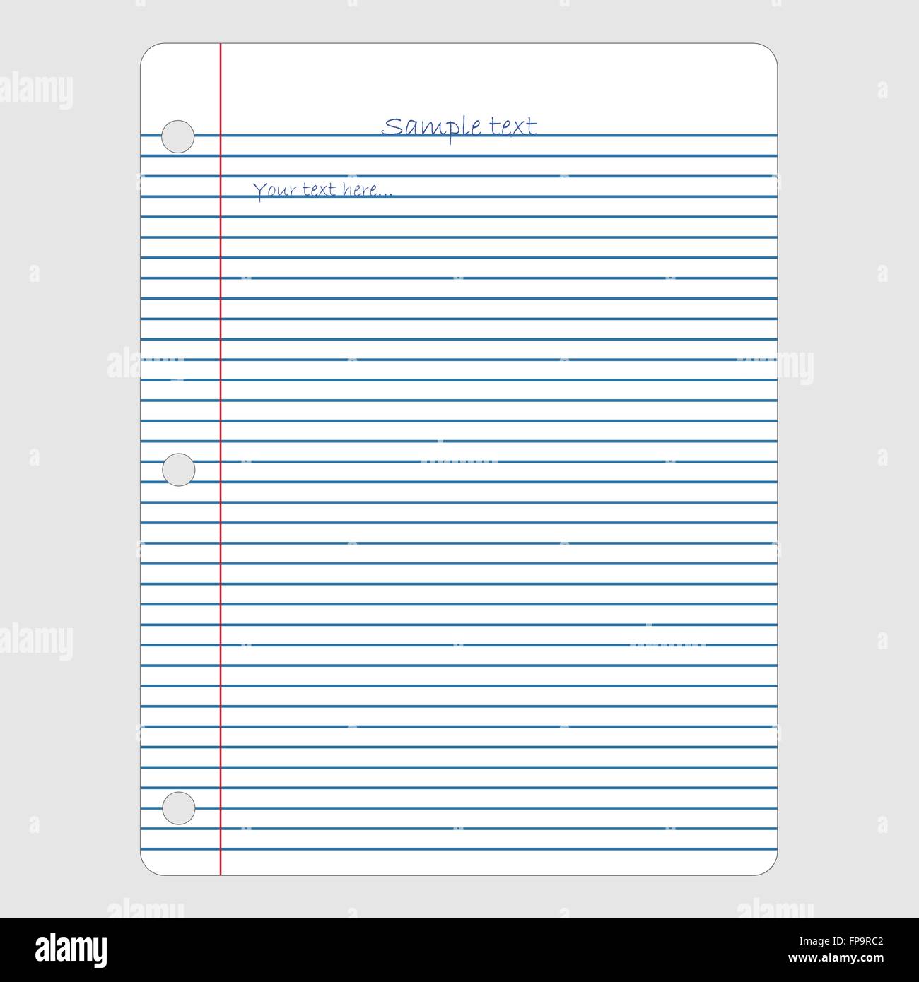 Vector image of notebook paper with editable text Stock Vector Image ...